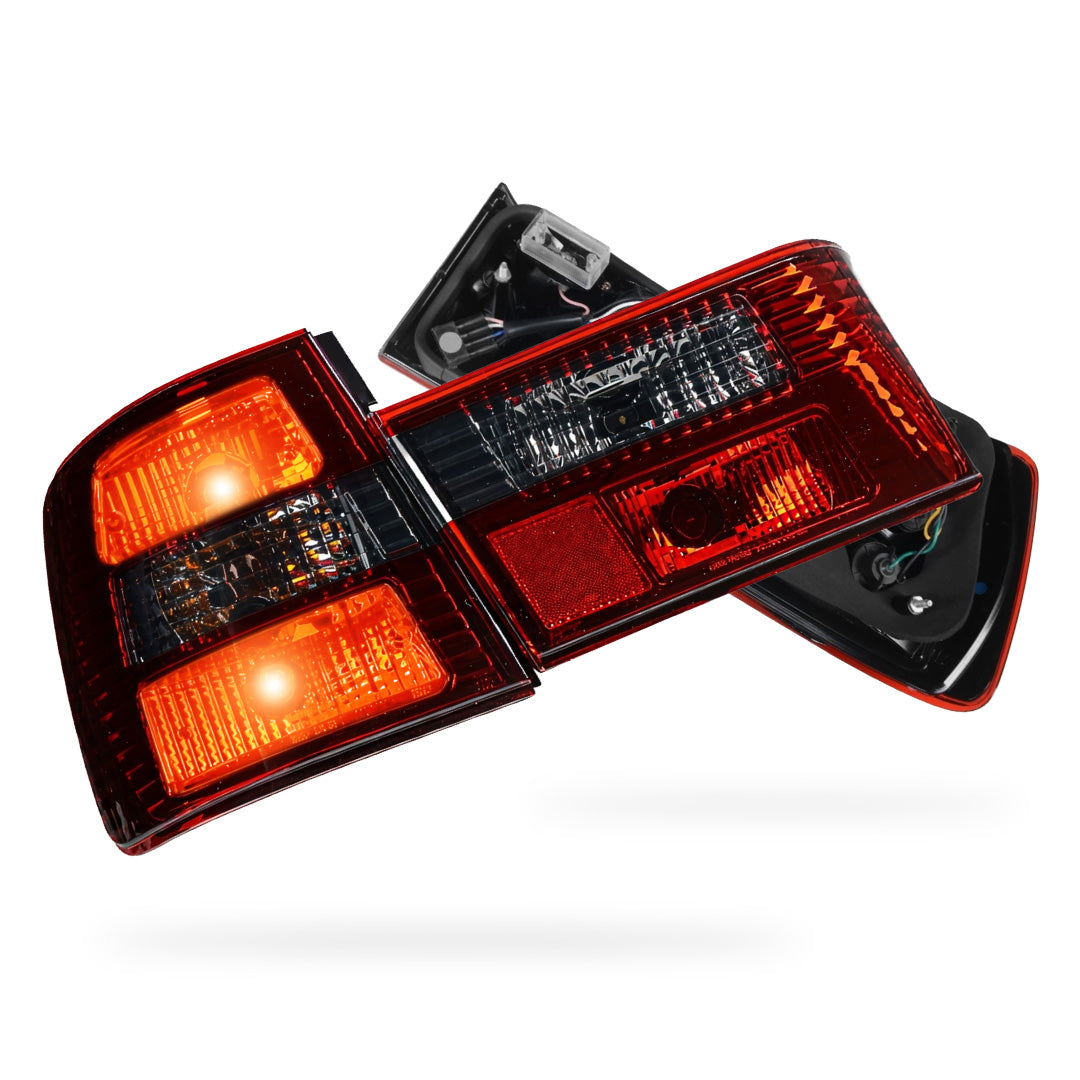 BMW 5 Series E34 (1987 - 1996) Smoked Red Halogen Tail Lights with Tru ...