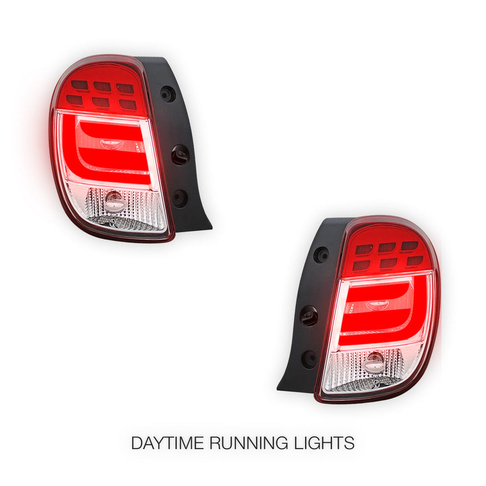Nissan Micra K13 (2010 - 2014) Clear Red 3D LED Stripe Tail Lights LH ...