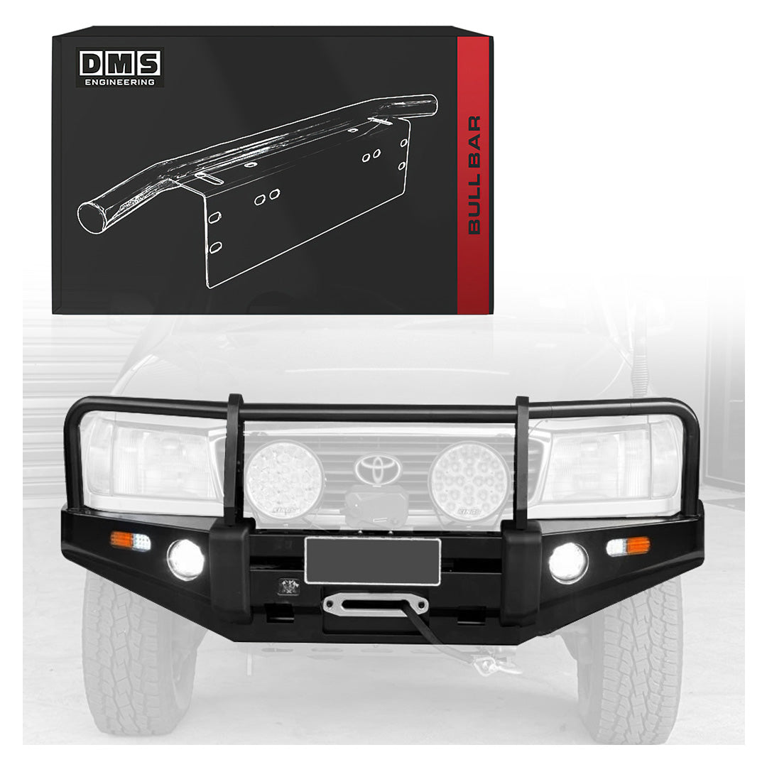Toyota LandCruiser 100 Series (1998 - 2007) Steel Bull Bar + LED Light ...