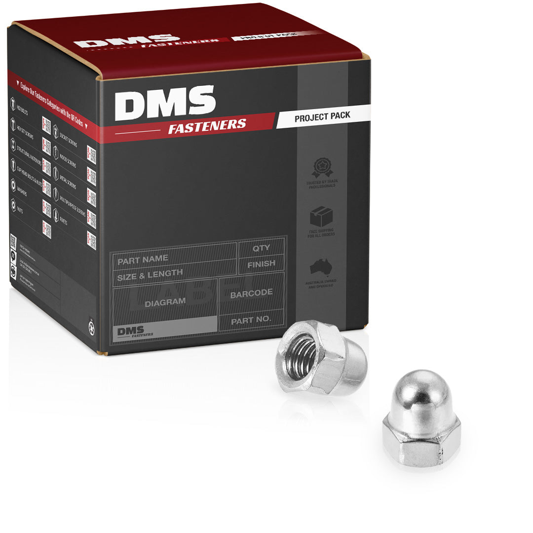 M10 1.50p Metric Coarse Dome Hex Nut G304 Stainless Steel – DMS Fasteners