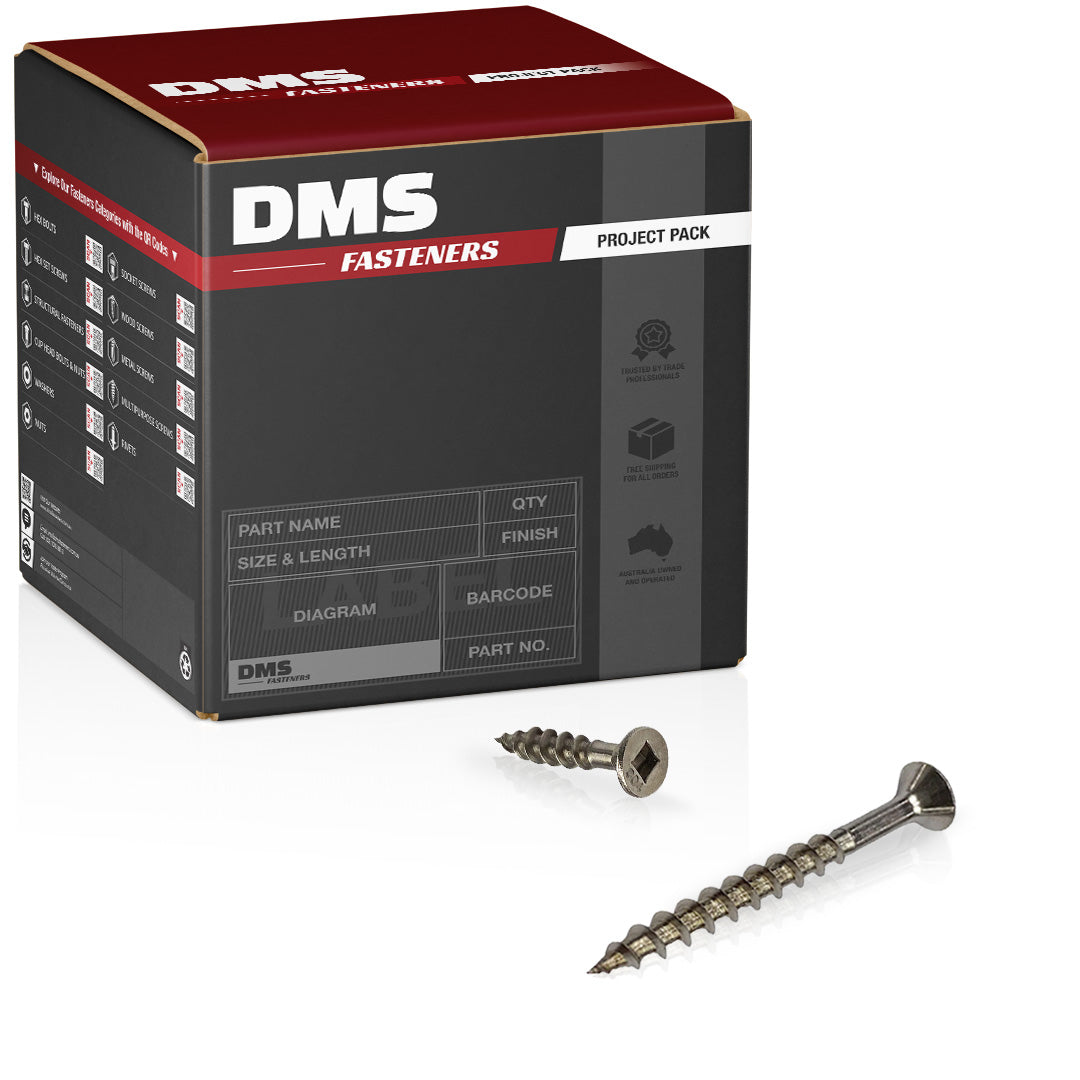 8g-10 x 50mm Chipboard Screw Square Drive Stainless Steel G304 A2 – DMS ...