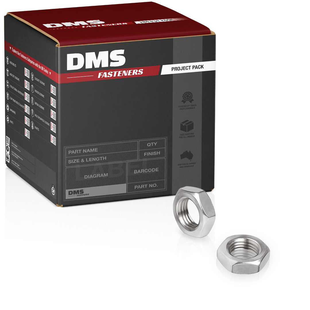 M8 1.25p Metric Coarse Thin Jam Hex Nut G304 Stainless Steel – DMS ...