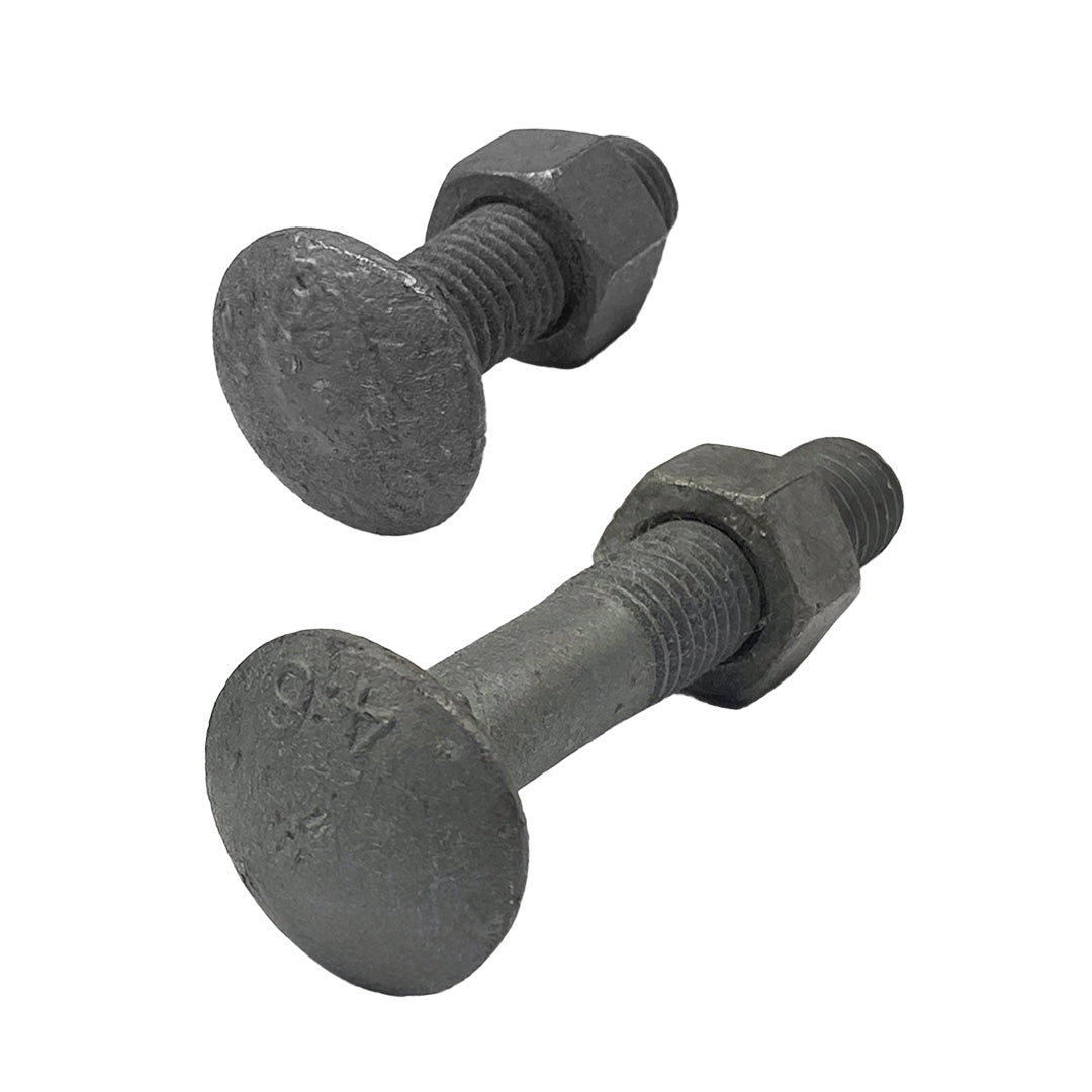 M10 x 110mm Cup Head Bolt & Nut Class 4.6 Galvanised – DMS Fasteners