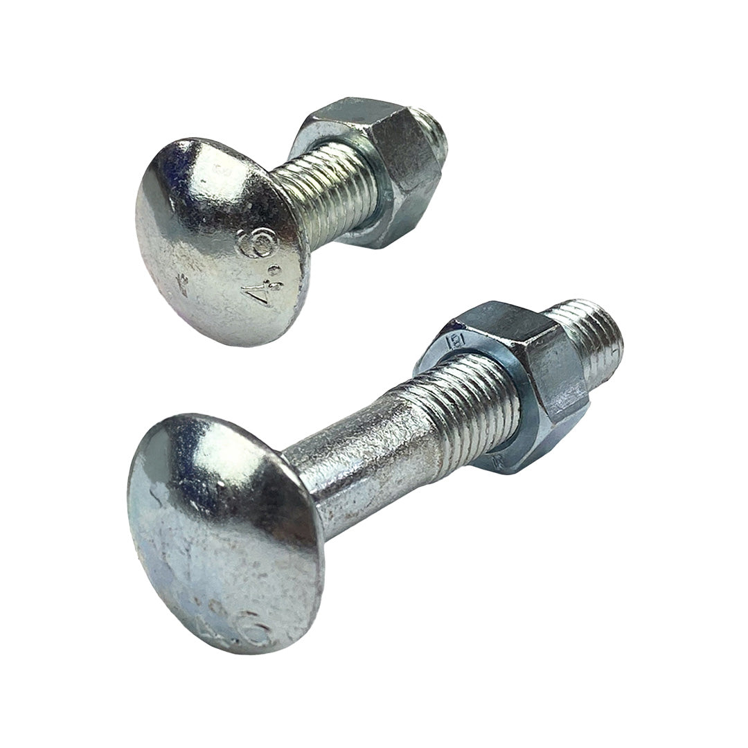 M10 x 25mm Cup Head Bolt & Nut Class 4.6 Zinc (Full Thread) – DMS Fasteners